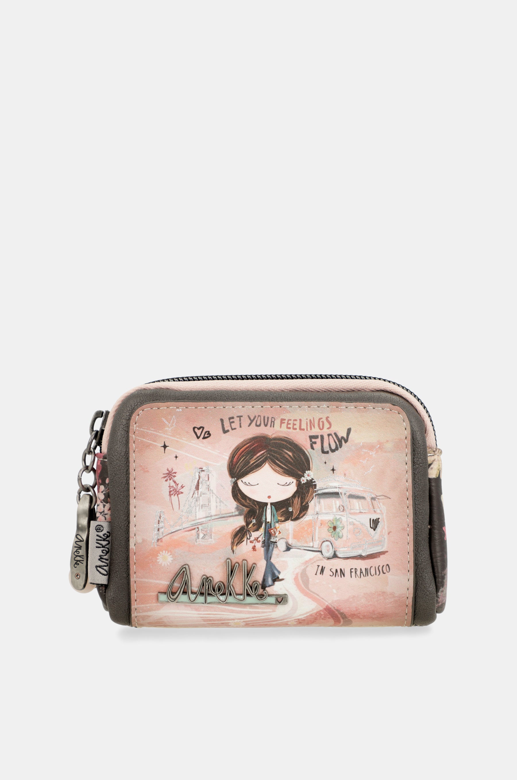 Peace & Love pink small coin purse